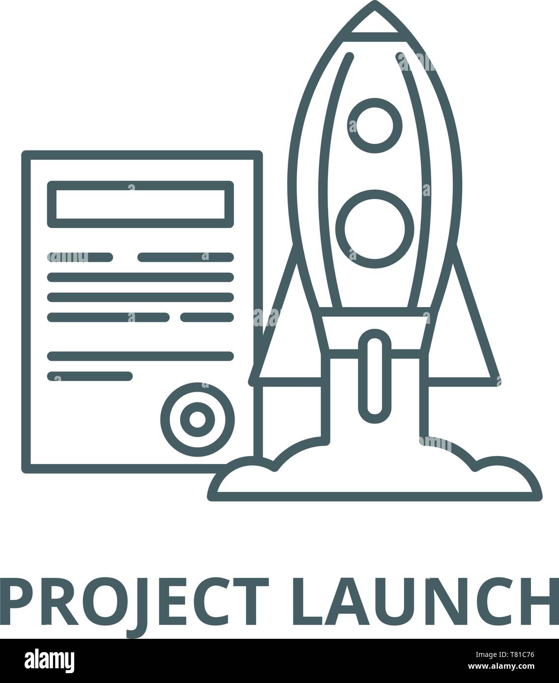 Project launch vector line icon, linear concept, outline sign, symbol ...