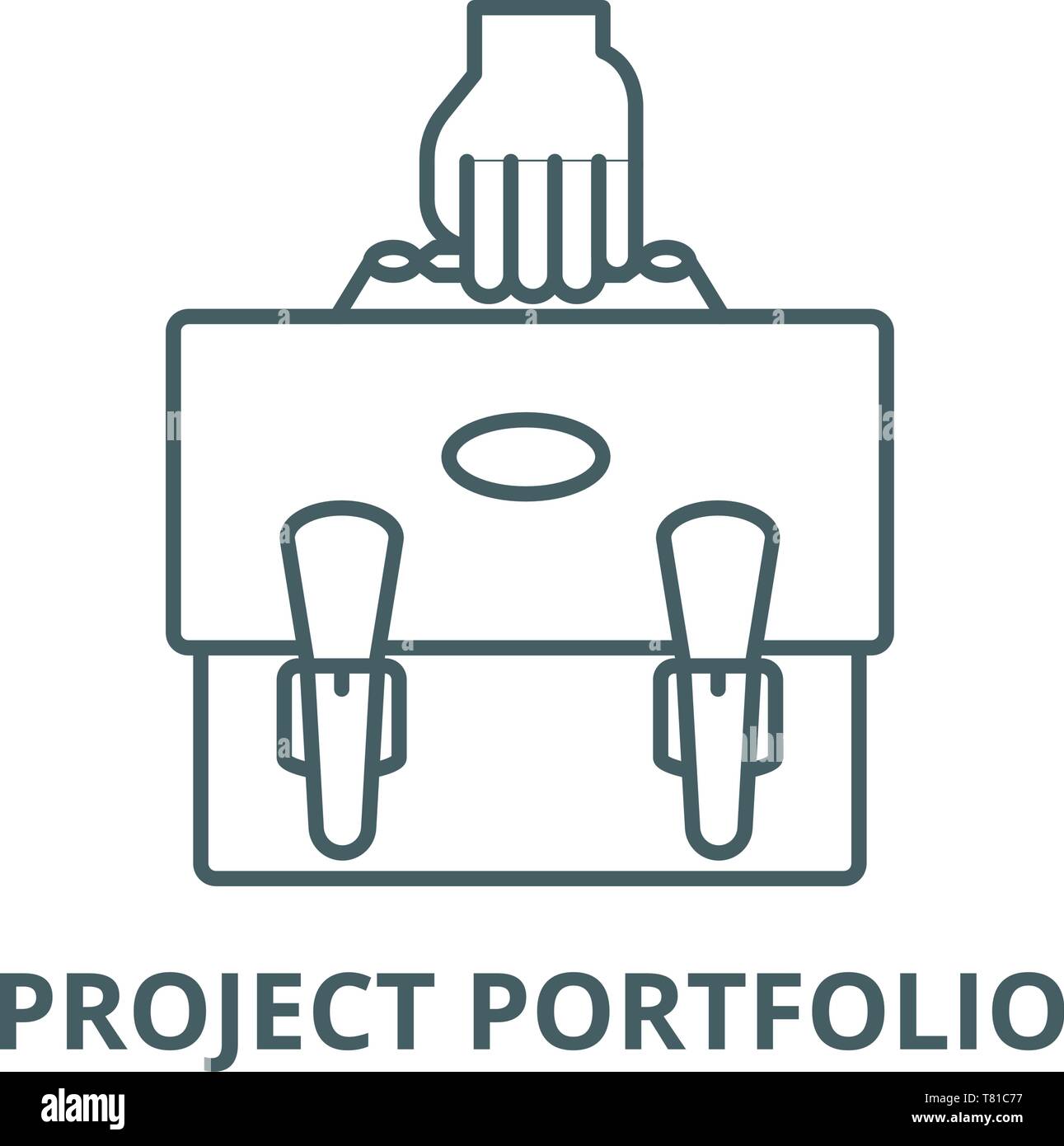 Project portfolio vector line icon, linear concept, outline sign ...