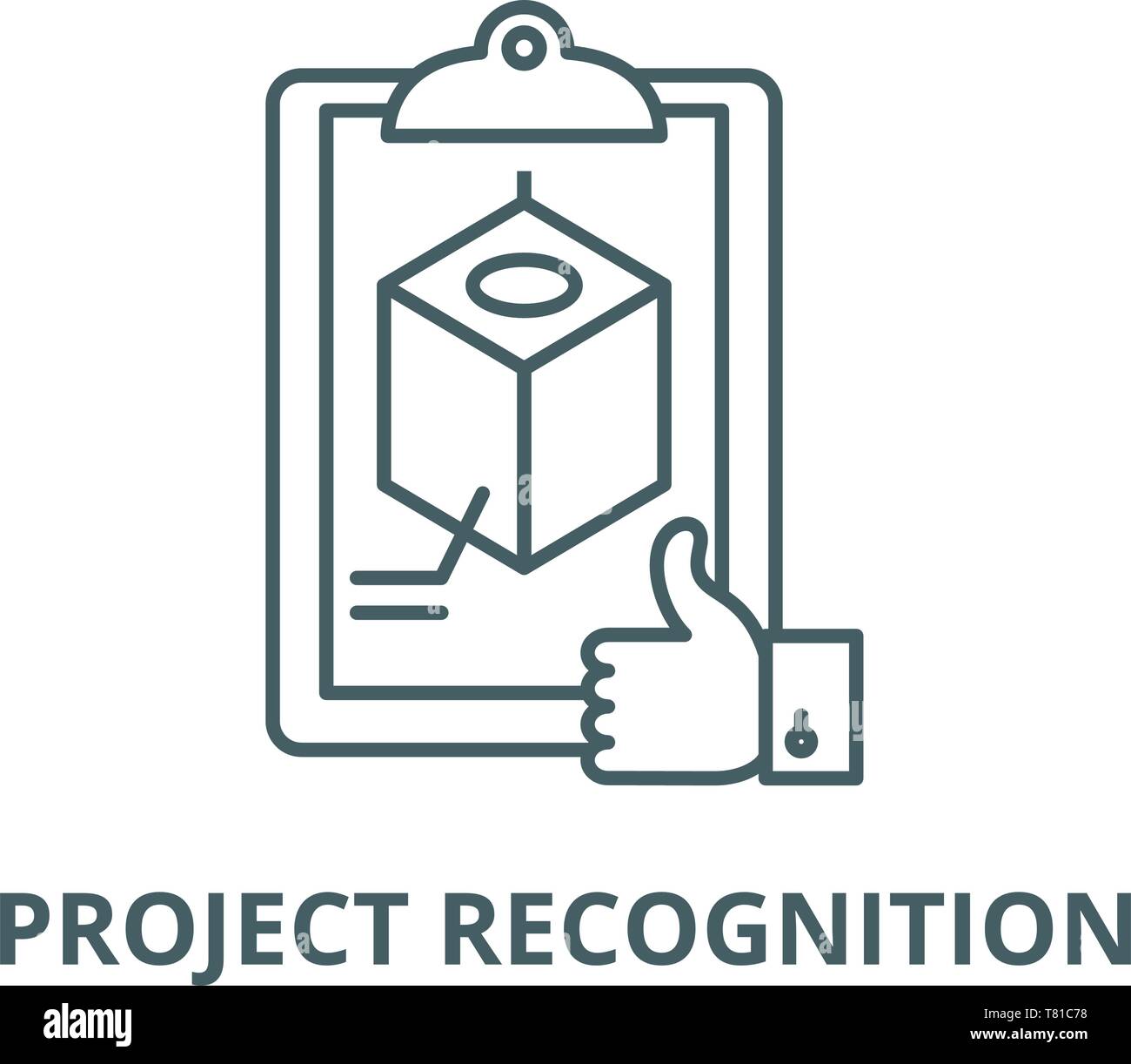 Project recognition vector line icon, linear concept, outline sign ...