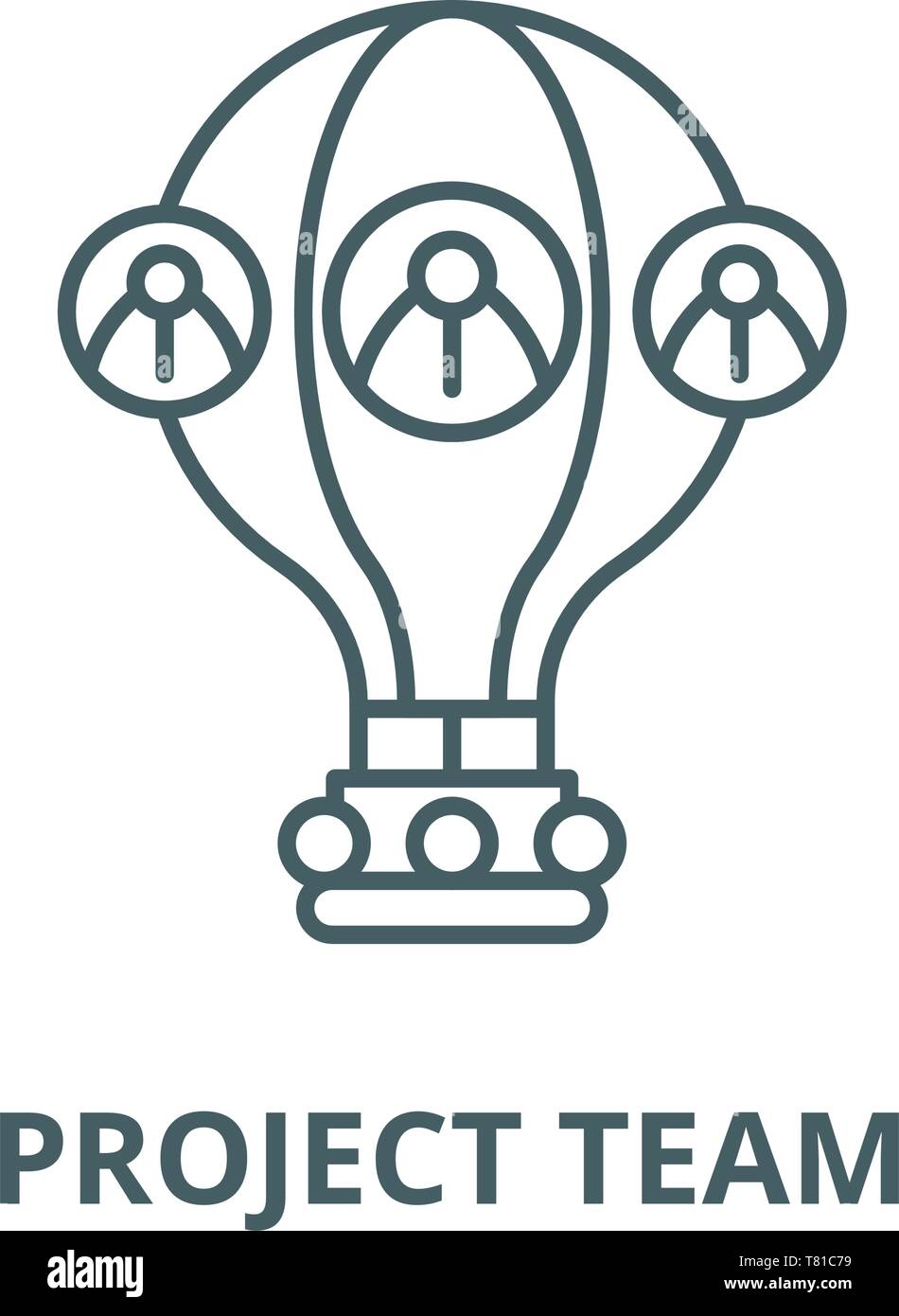 Project team vector line icon, linear concept, outline sign, symbol ...