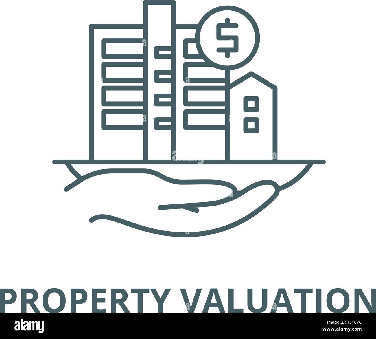 Property valuation vector line icon, linear concept, outline sign ...