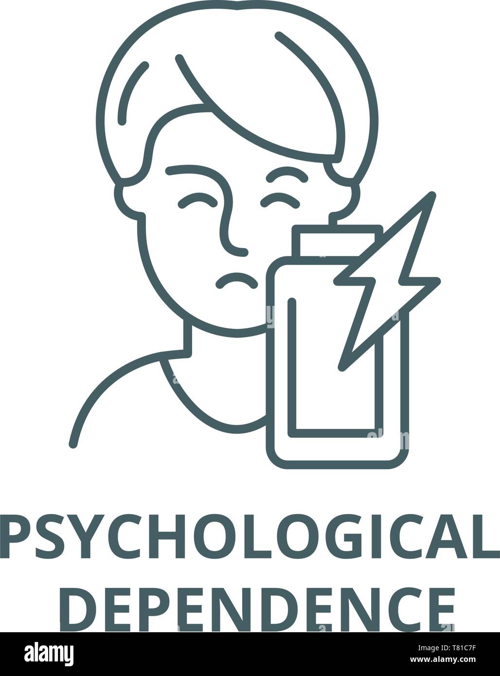 Psychological dependence vector line icon, linear concept, outline sign ...