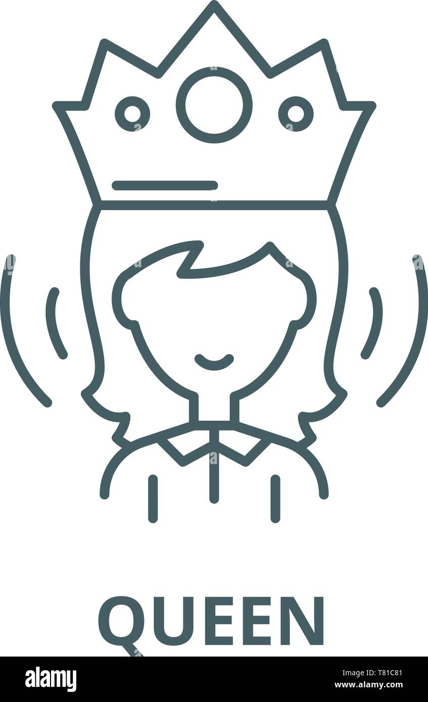 Queen vector line icon, linear concept, outline sign, symbol Stock ...