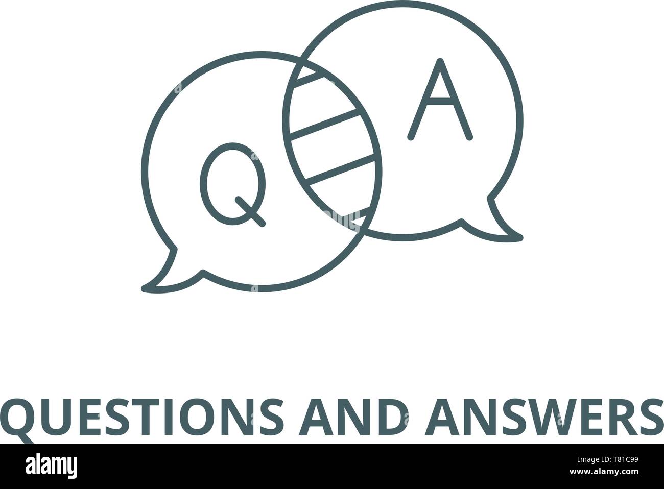 Questions and answers vector line icon, linear concept, outline sign ...