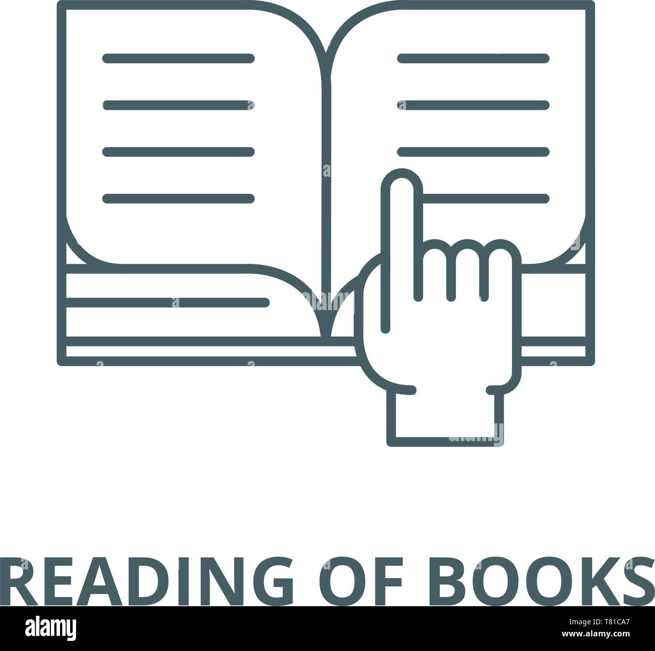 Reading of books vector line icon, linear concept, outline sign, symbol ...