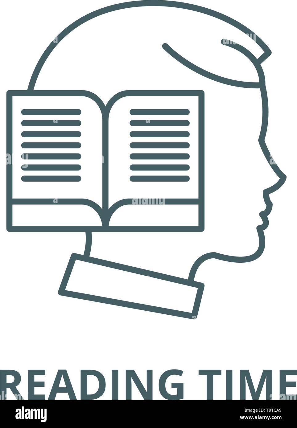 Reading time vector line icon, linear concept, outline sign, symbol ...