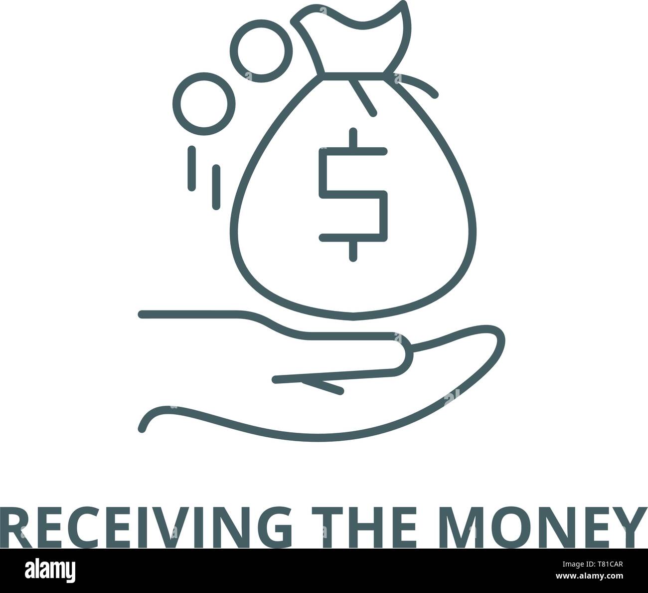 Receiving the money vector line icon, linear concept, outline sign ...