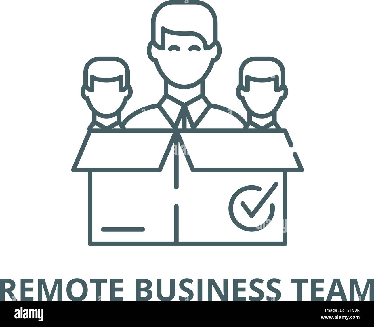 Remote business team vector line icon, linear concept, outline sign ...