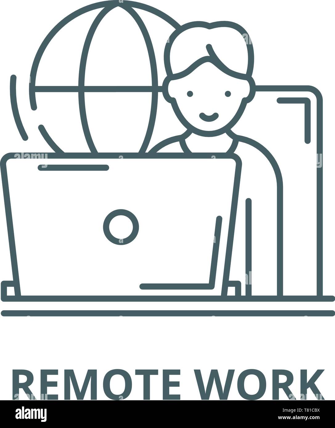 Remote work vector line icon, linear concept, outline sign, symbol ...