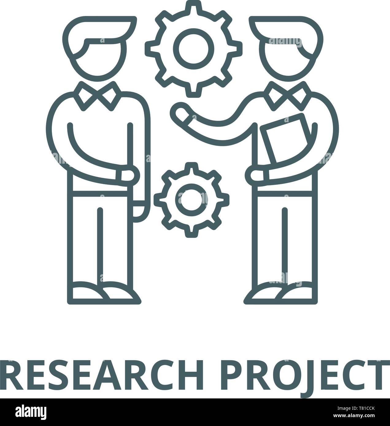 Research project vector line icon, linear concept, outline sign, symbol ...