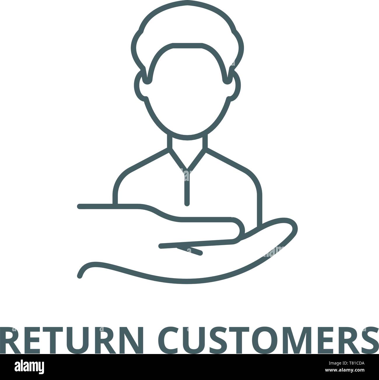 Return customers vector line icon, linear concept, outline sign, symbol ...