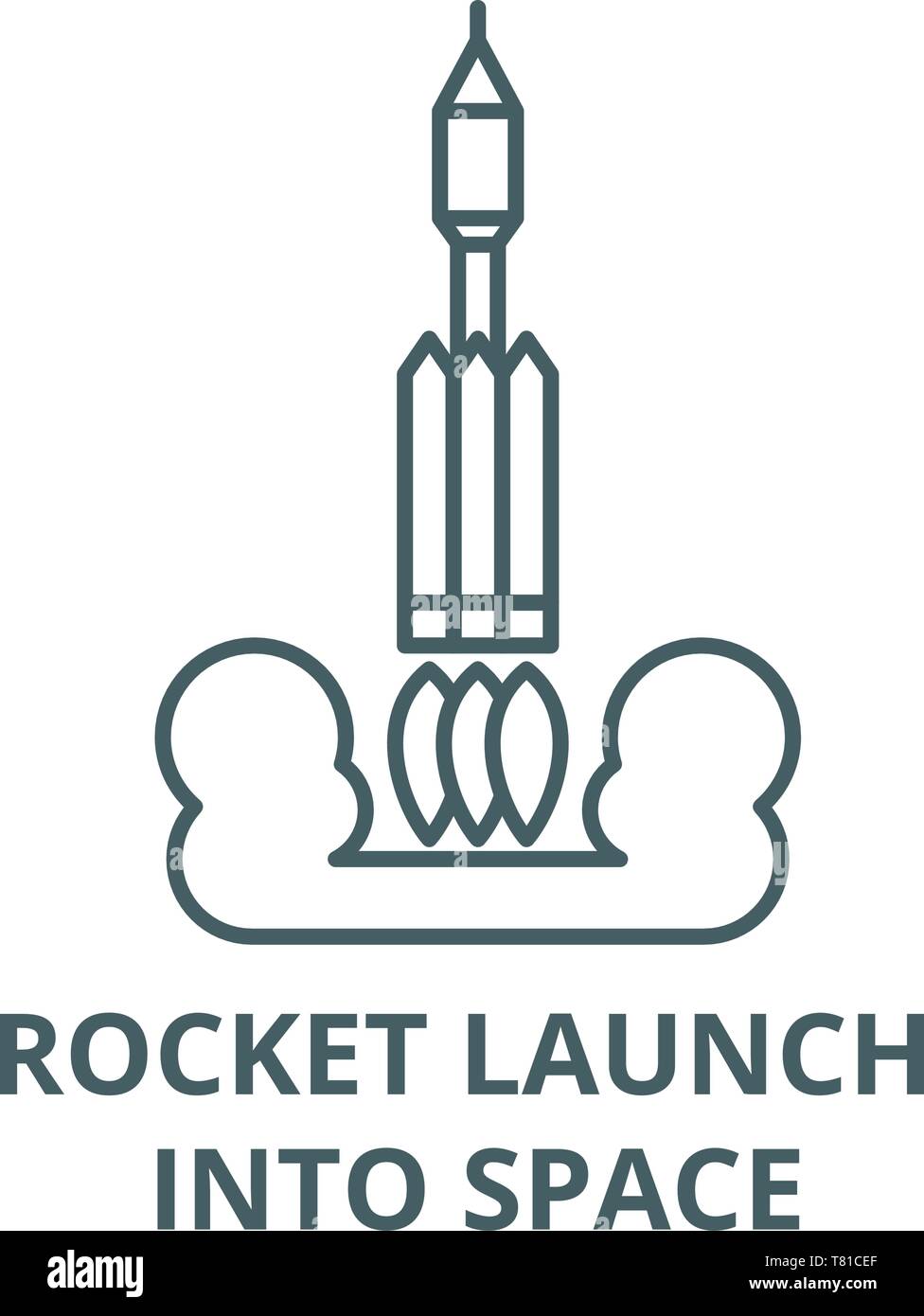 Rocket launch into space vector line icon, linear concept, outline sign ...