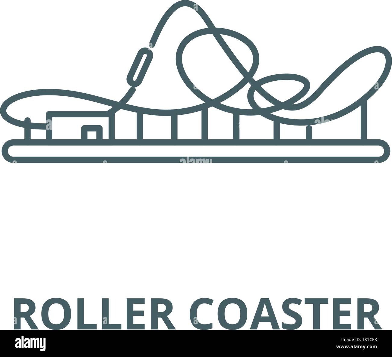 Roller coaster vector line icon, linear concept, outline sign, symbol ...