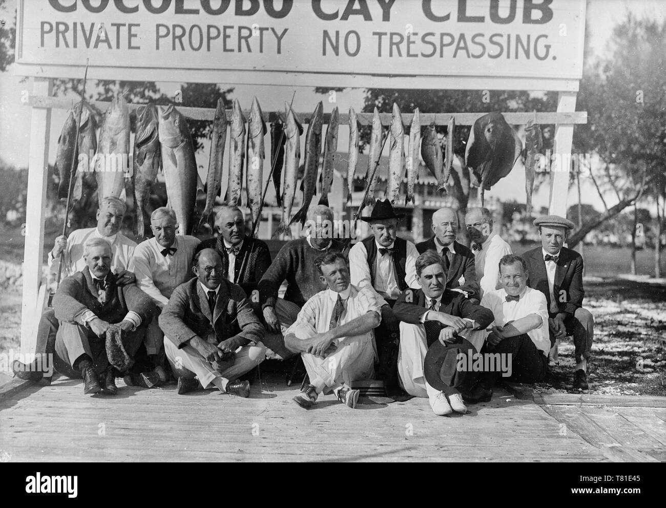 Warren Harding and group with fish at Cocolobo Cay Club, Adams Key ...