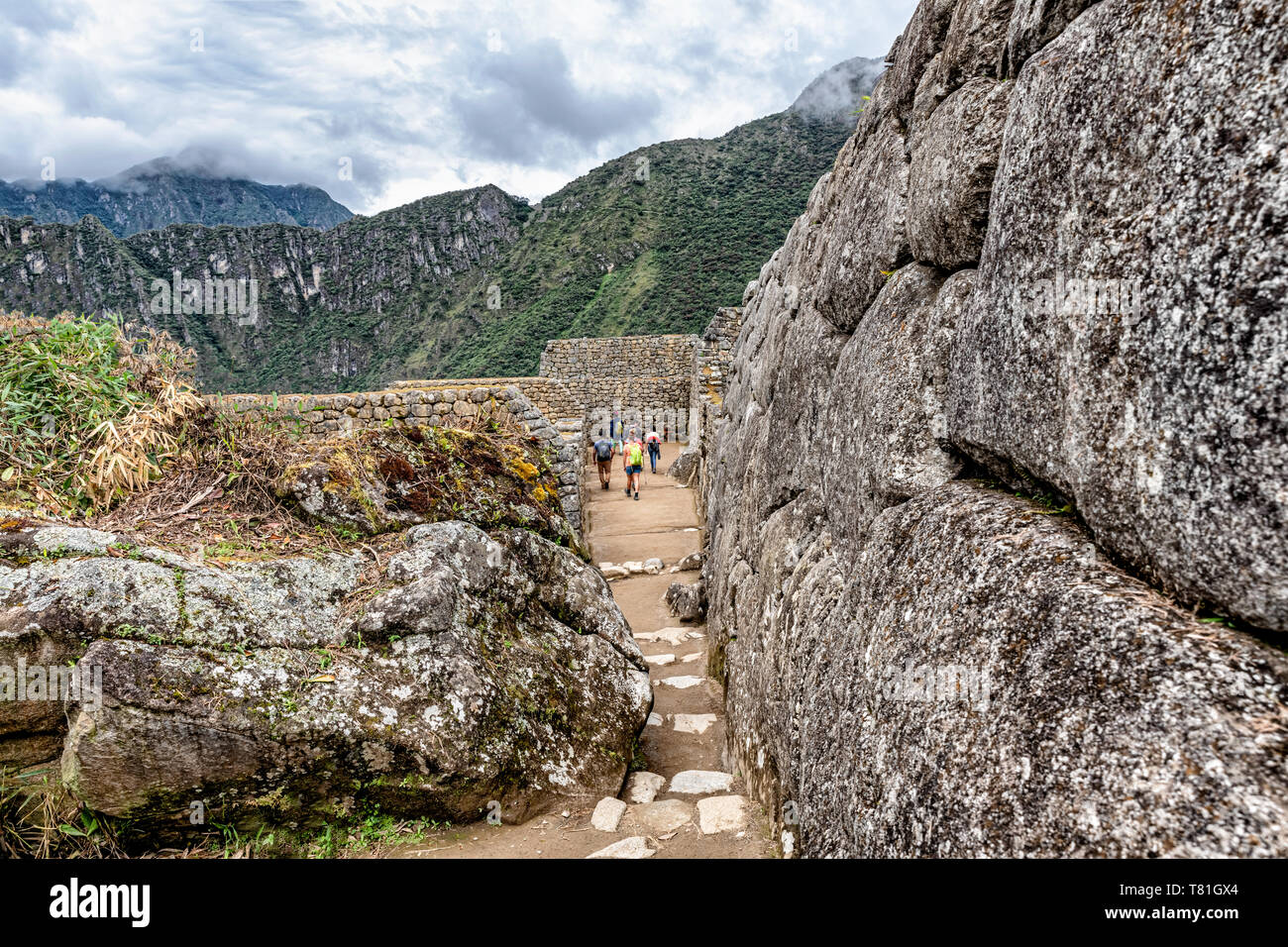 Well preserved Inca buildings and houses structures, in ancient city of ...