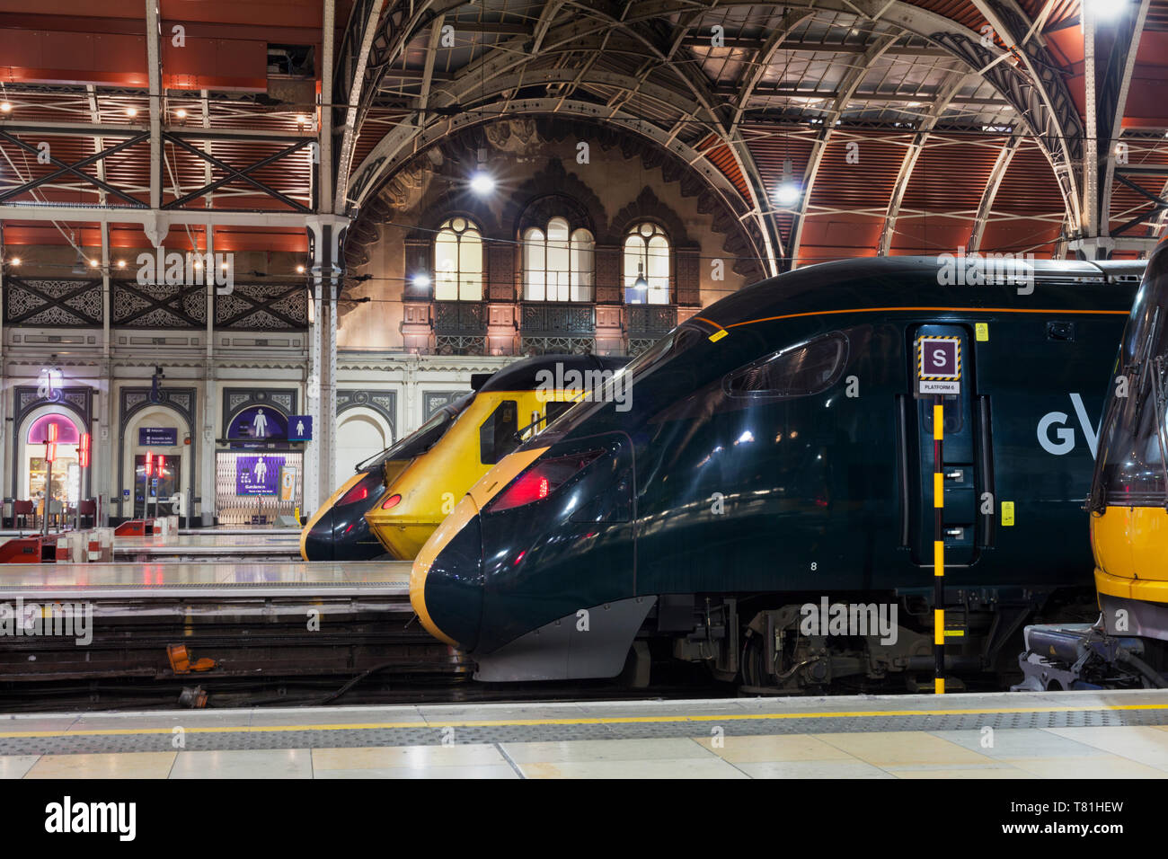 London Paddington station, the yellow Network Rail HST new measurement ...