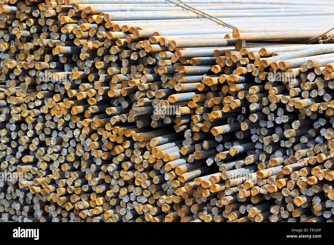 Metal profile of round section in packs at the warehouse of metal ...