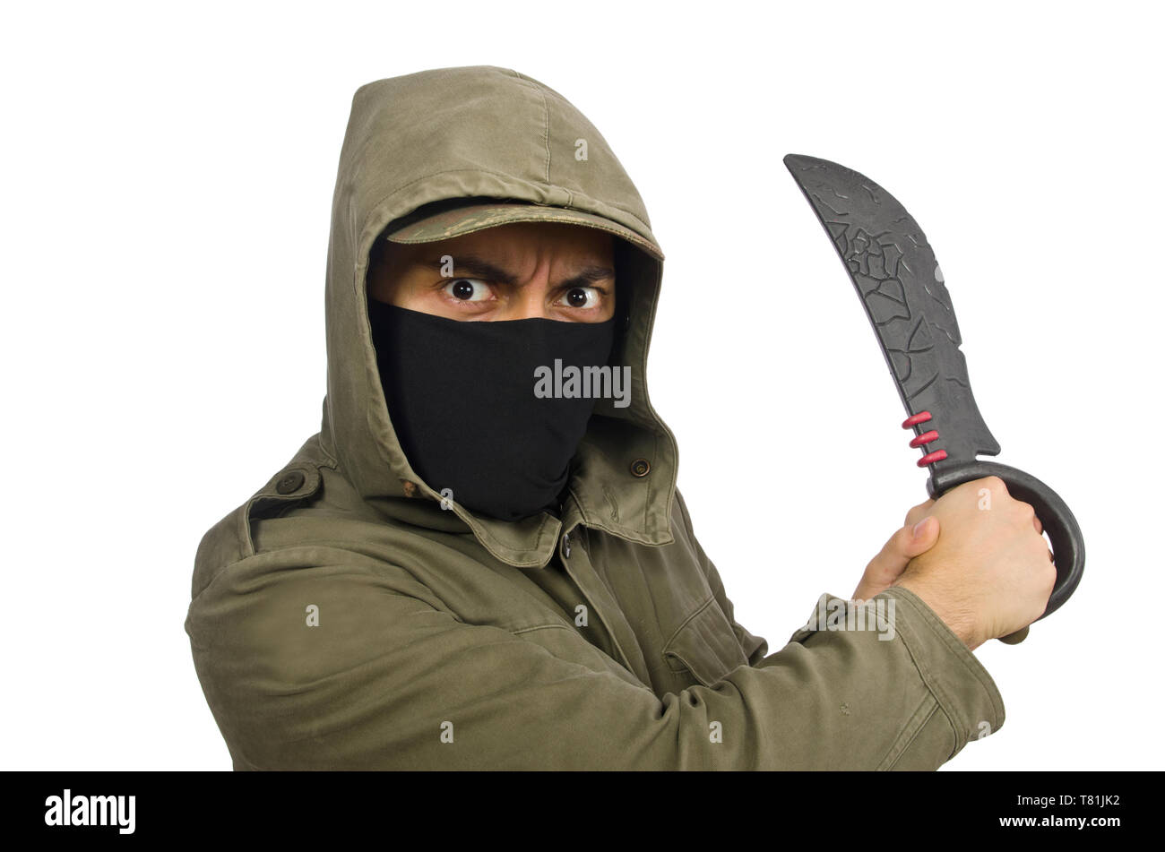 Criminal wearing mask isolated on white Stock Photo - Alamy