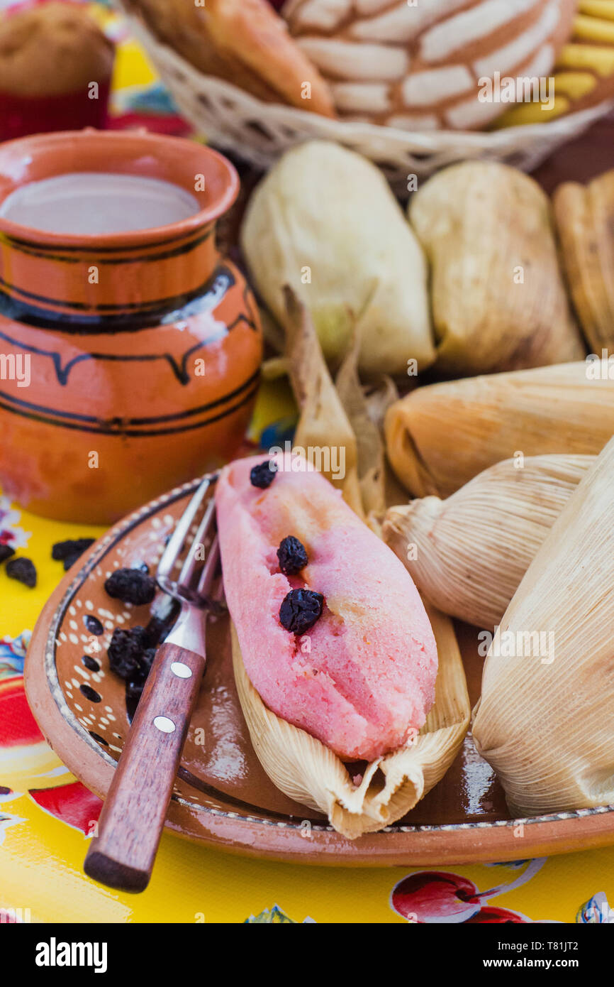 Mexican sweet tamales filed corn dough, Sweet food in Mexico Stock ...