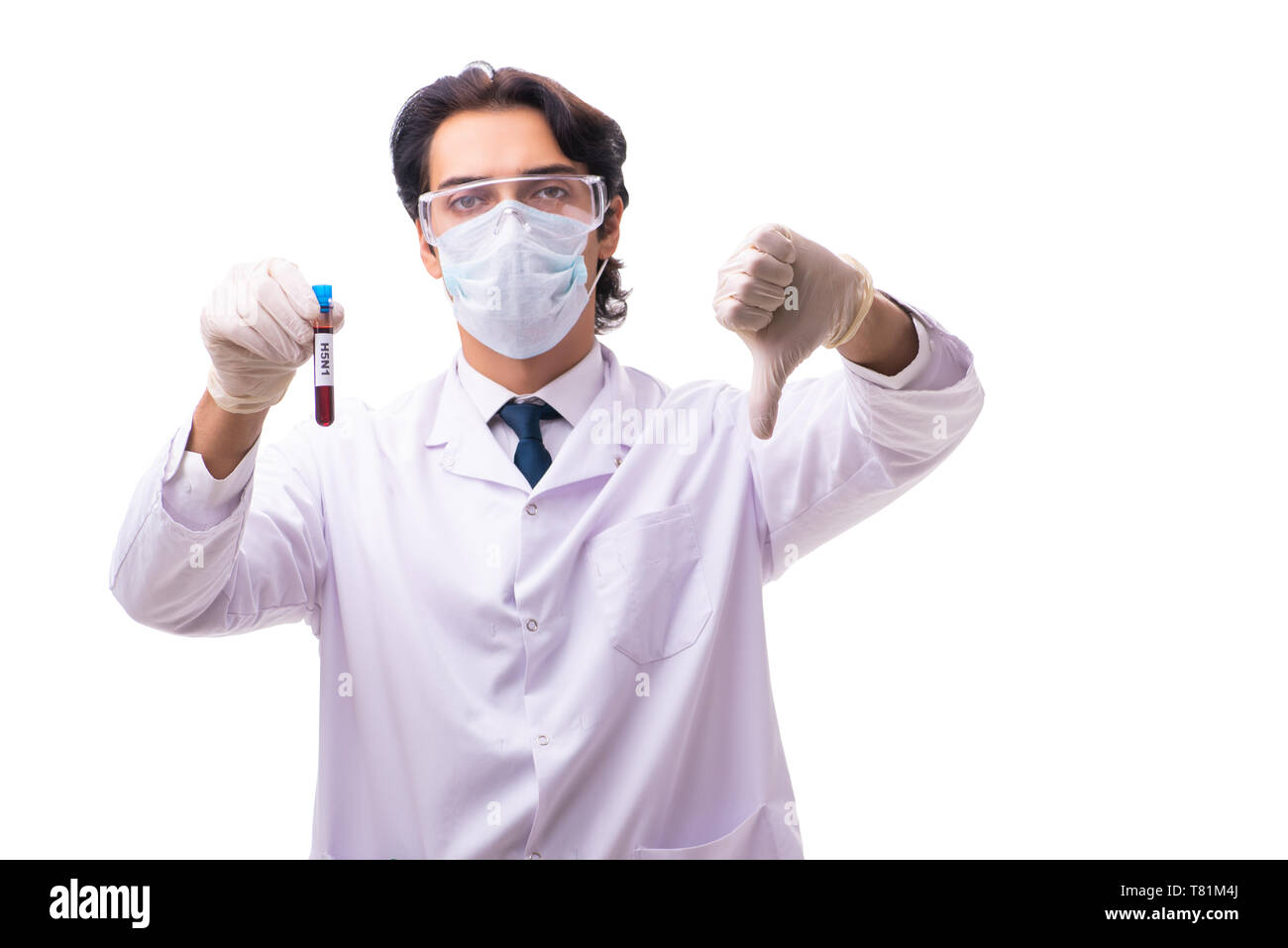 Young chemist isolated on white background Stock Photo - Alamy