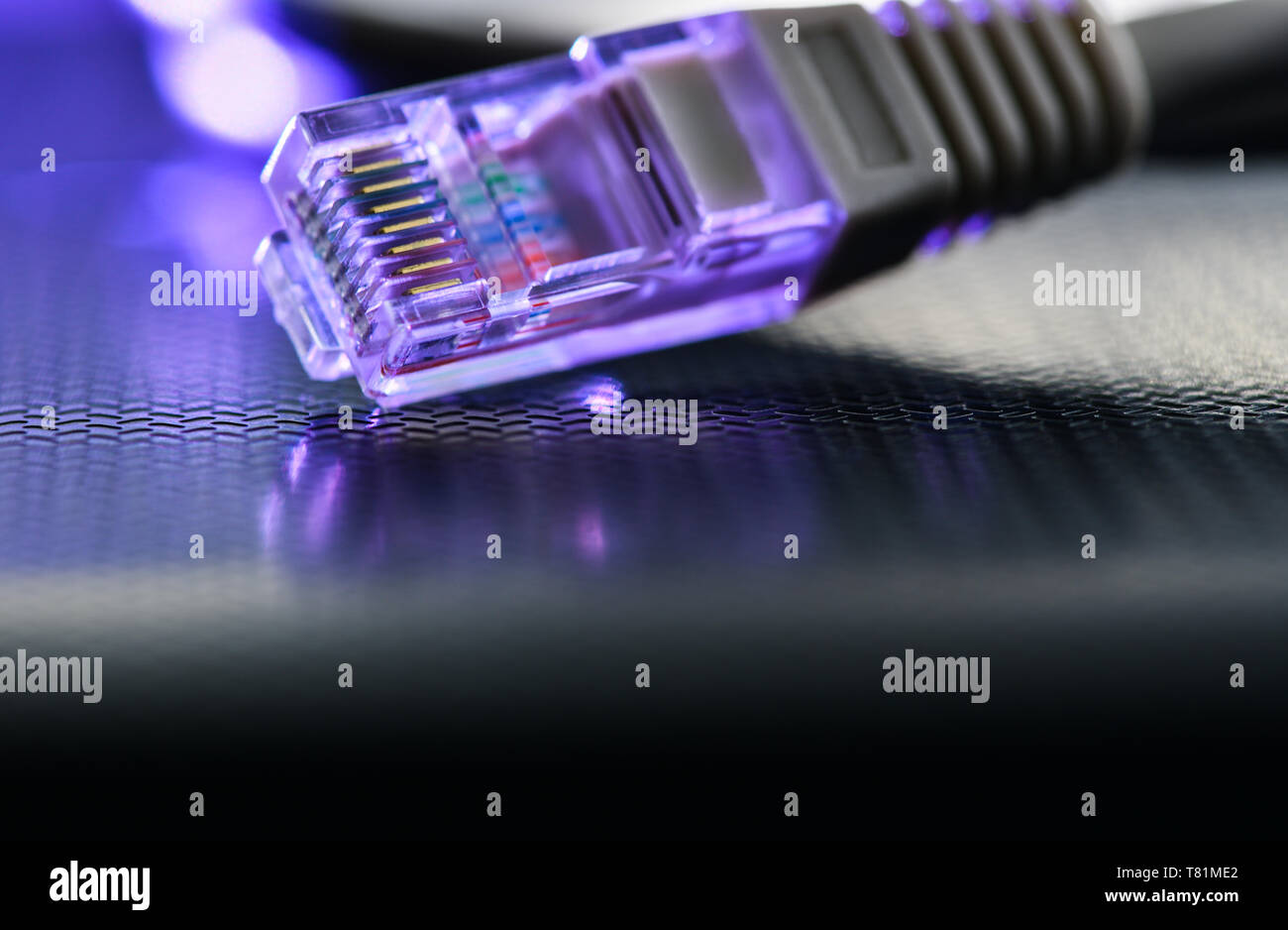 The local wire lies on the ribbed surface highlighted in purple Stock ...