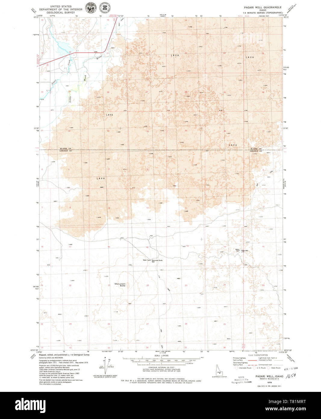 USGS TOPO Map Idaho ID Pagari Well 237532 1979 24000 Restoration Stock ...