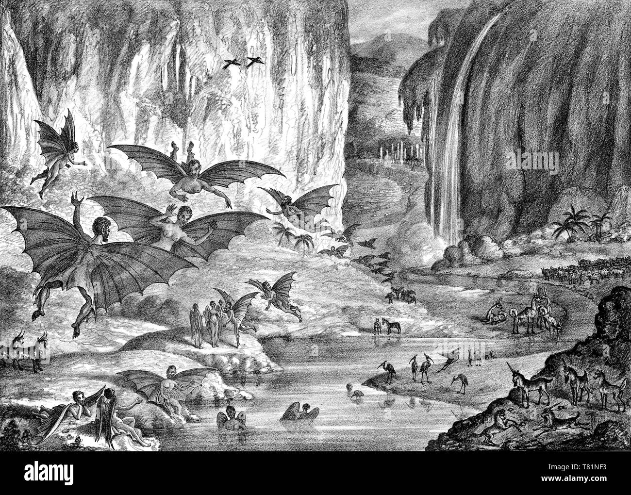 The Great Moon Hoax, Lunar Creatures, 1835 Stock Photo - Alamy