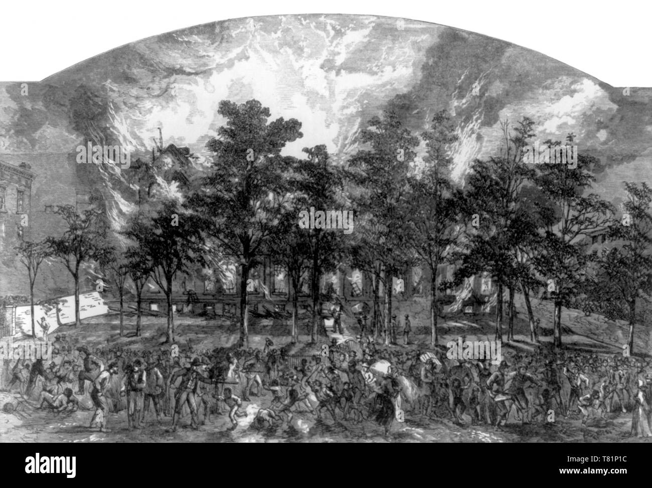 NYC Draft Riots, Burning Colored Orphan Asylum, 1863 Stock Photo - Alamy