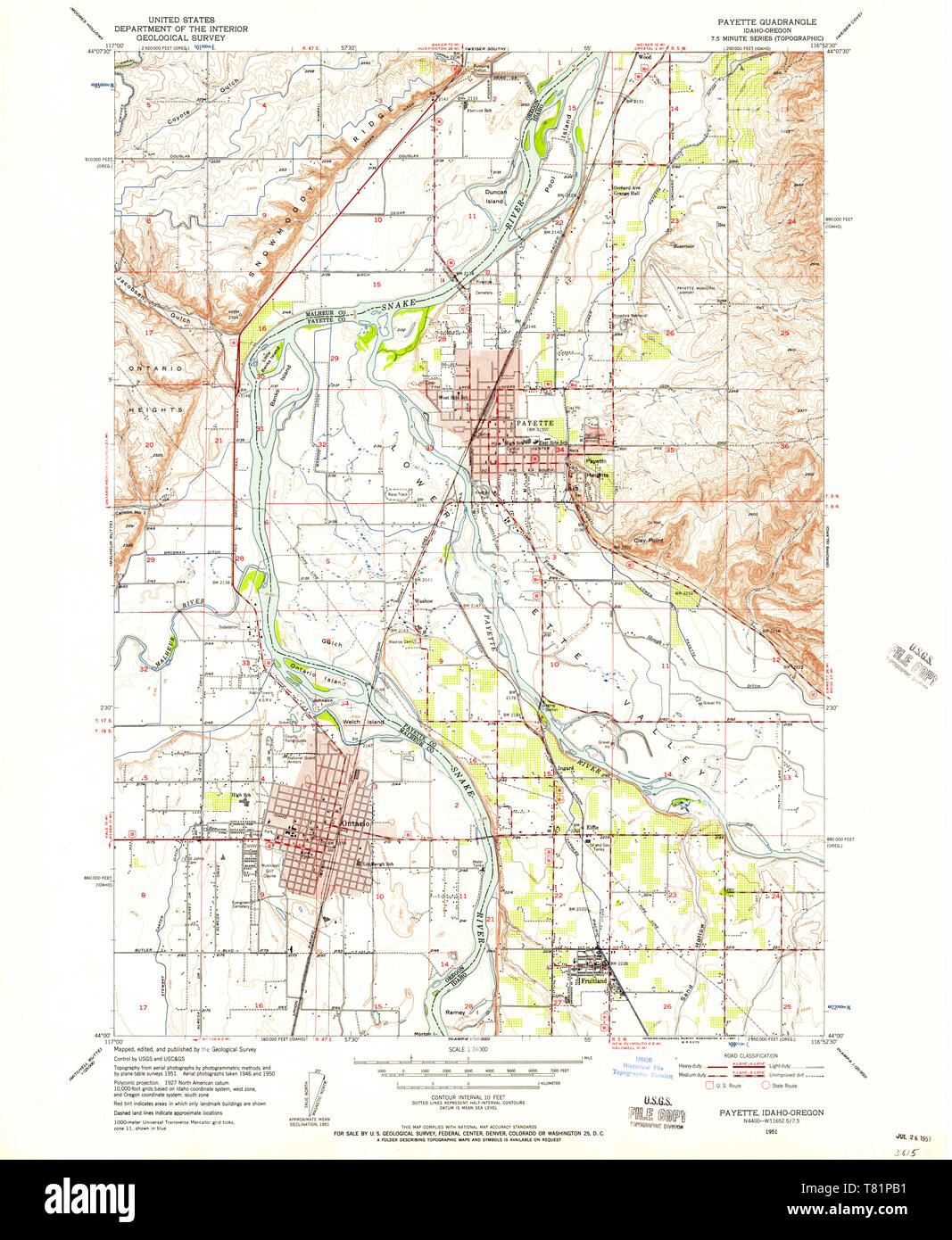 USGS TOPO Map Idaho ID Payette 237582 1951 24000 Restoration Stock ...