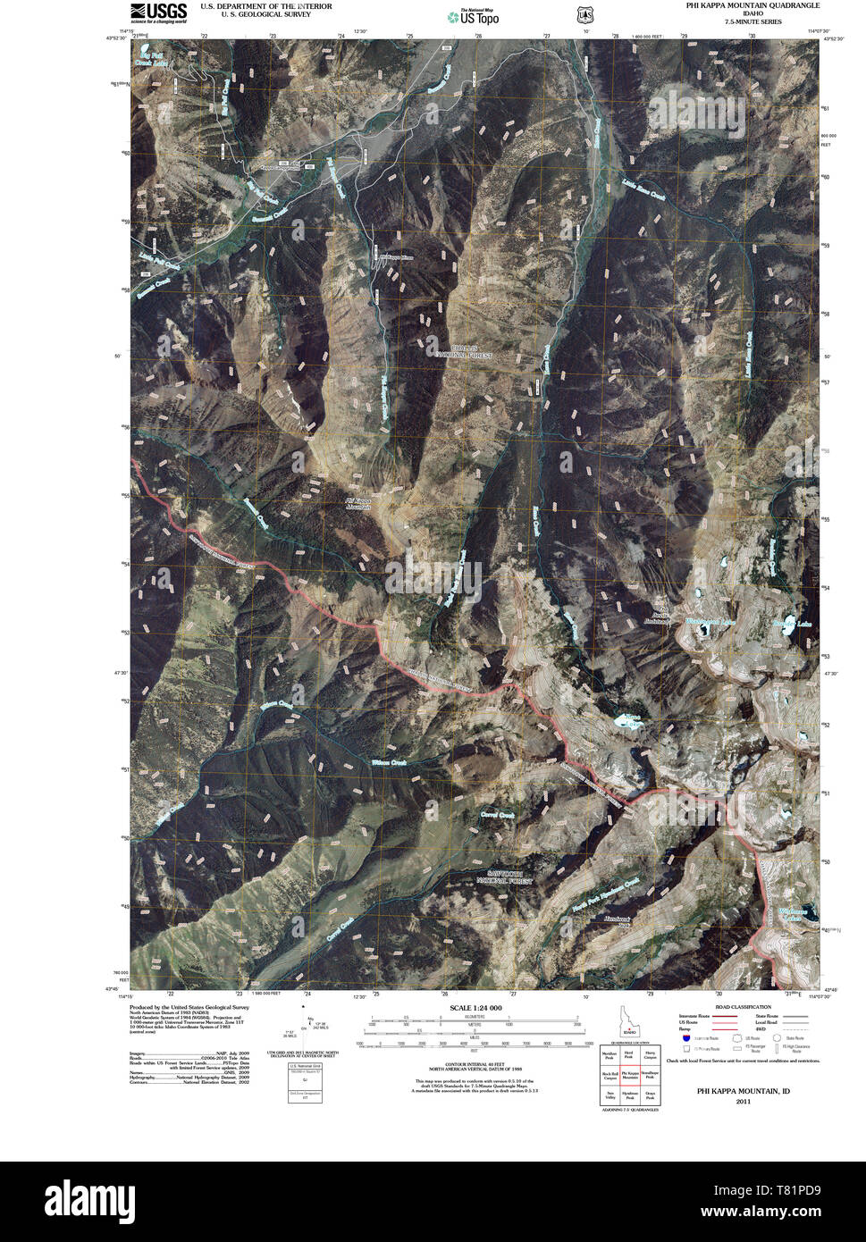 USGS TOPO Map Idaho ID Phi Kappa Mountain 20110112 TM Restoration Stock ...