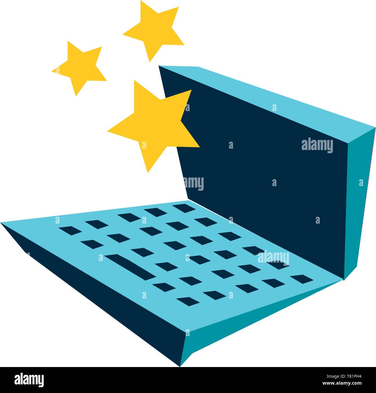 cute stars with laptop computer vector illustration design Stock Vector ...