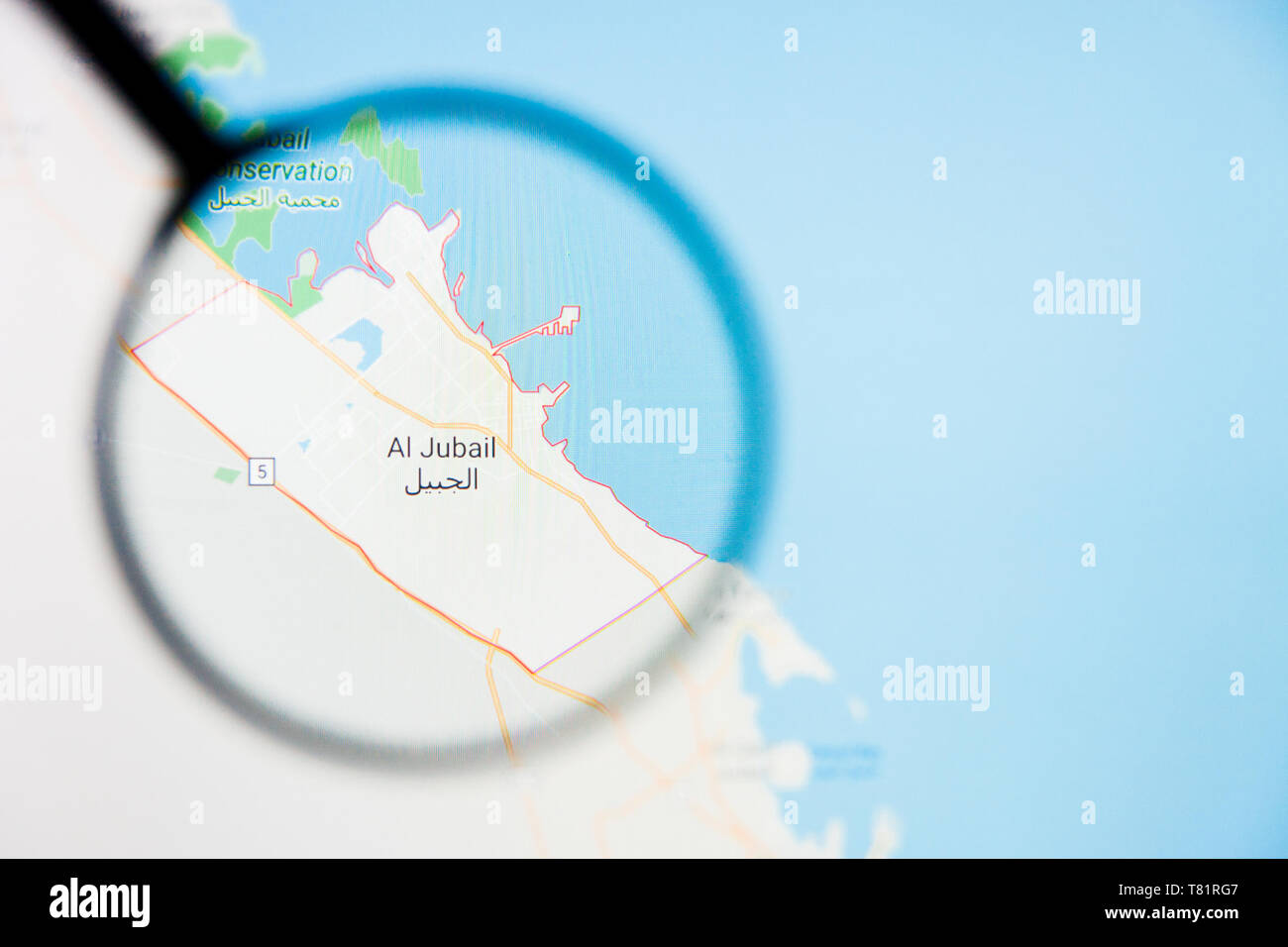 Al Jubayl city in Saudi Arabia visualization illustrative concept on ...