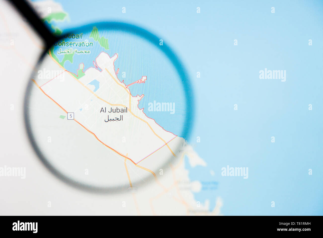 Al Jubayl city in Saudi Arabia visualization illustrative concept on ...