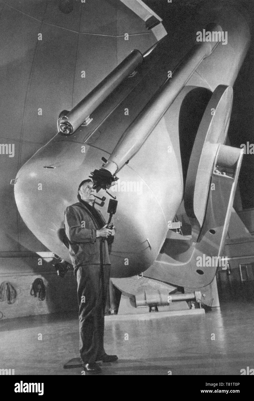 Edwin Hubble With His Telescope