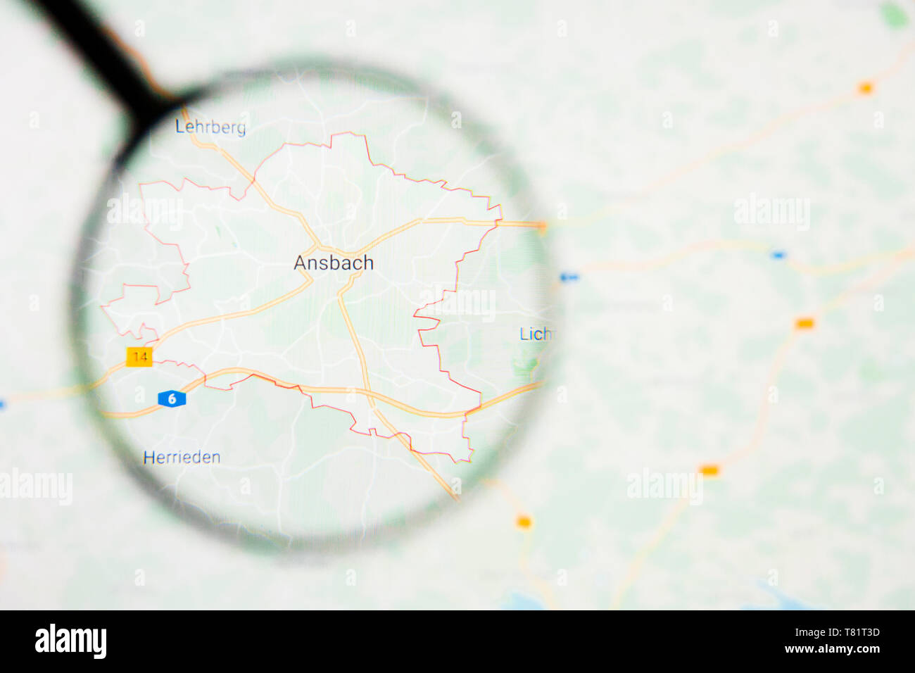 Ansbach city in Germany, Bavaria visualization illustrative concept on ...