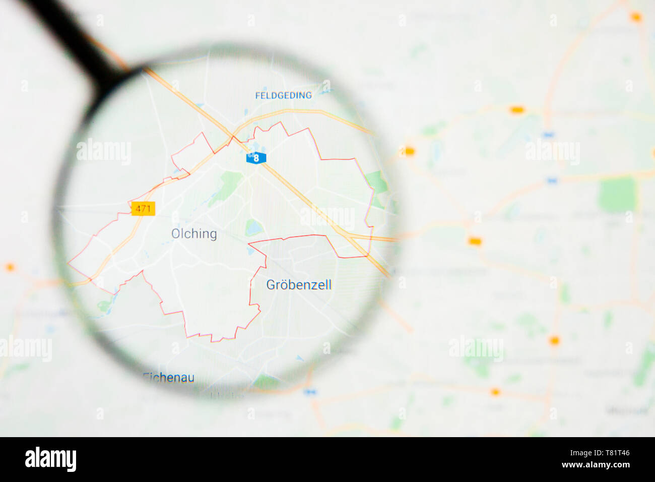 Olching city in Germany, Bavaria visualization illustrative concept on ...