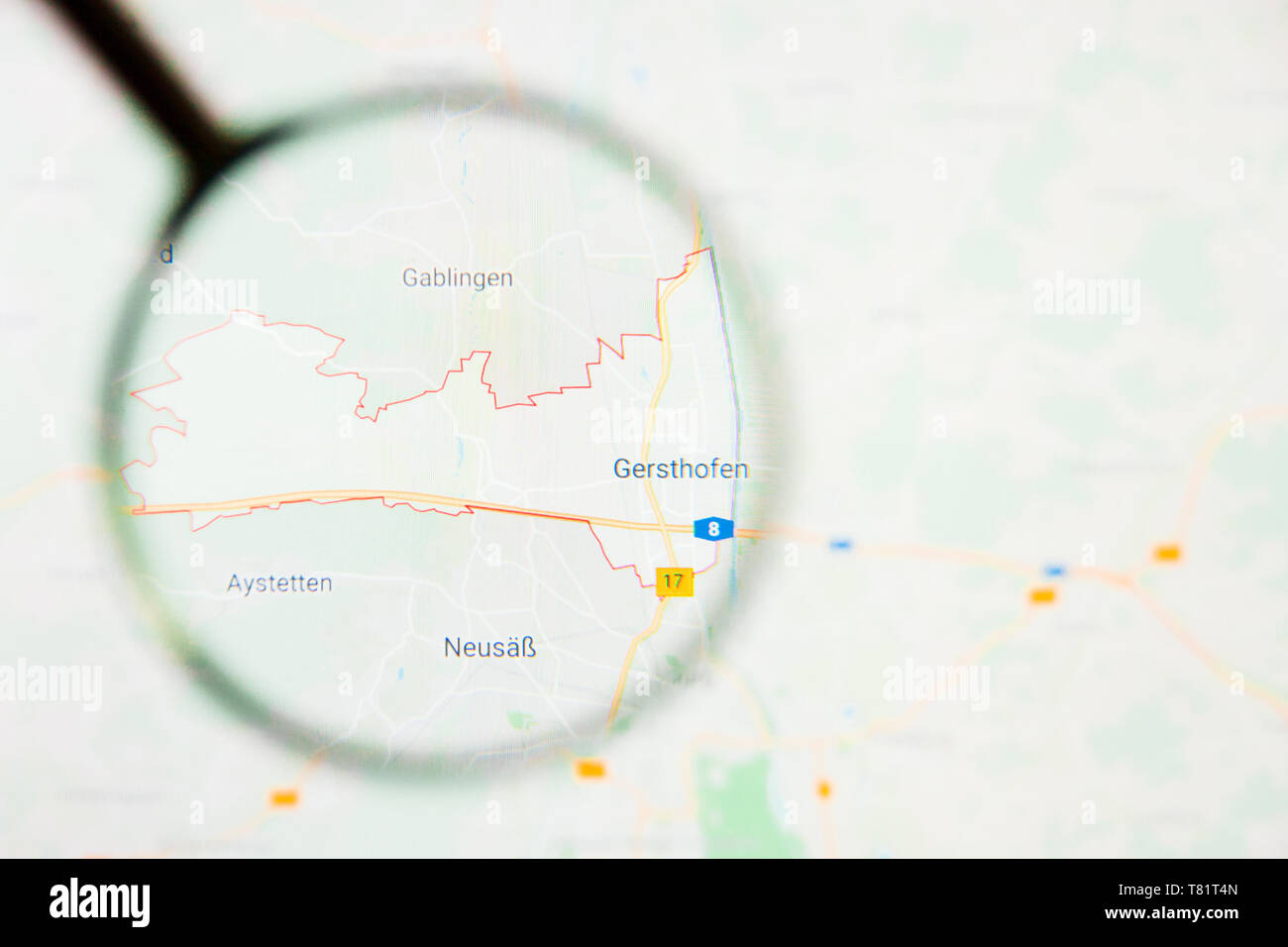 Gersthofen city in Germany, Bavaria visualization illustrative concept ...