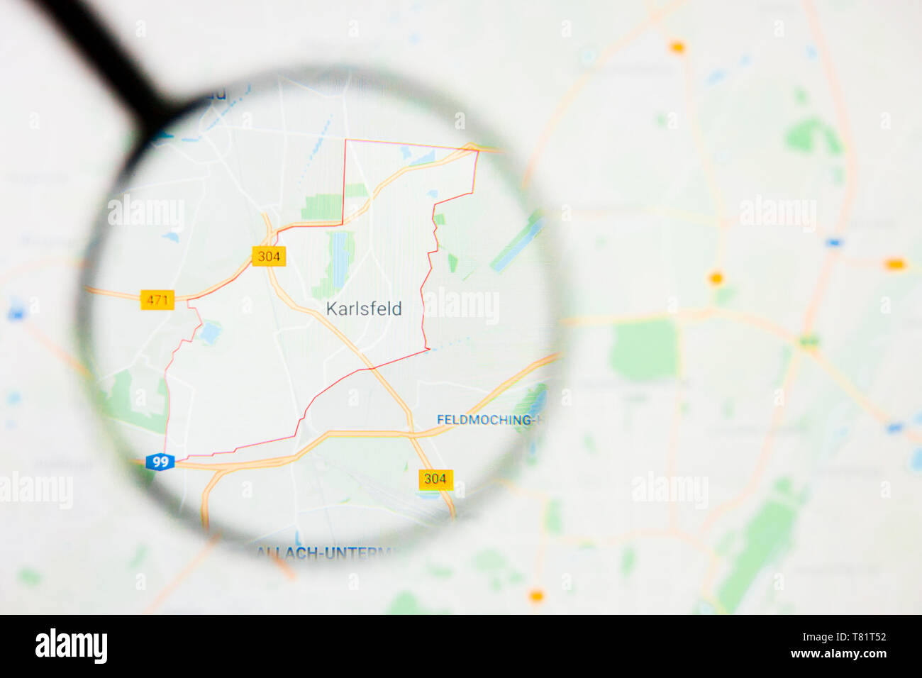 Karlsfeld city in Germany, Bavaria visualization illustrative concept ...