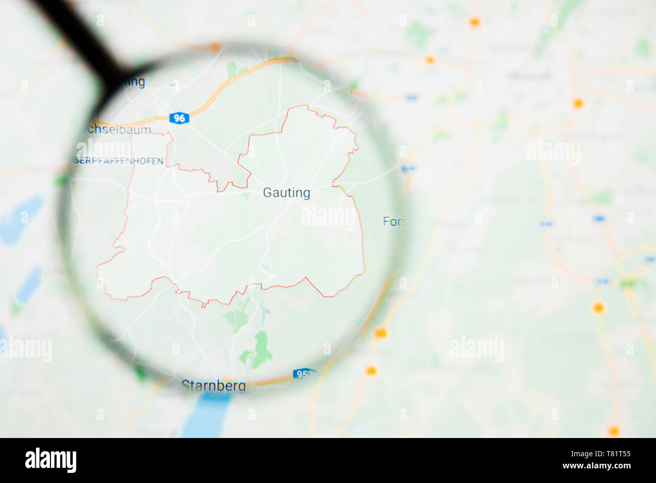 Gauting city in Germany, Bavaria visualization illustrative concept on ...