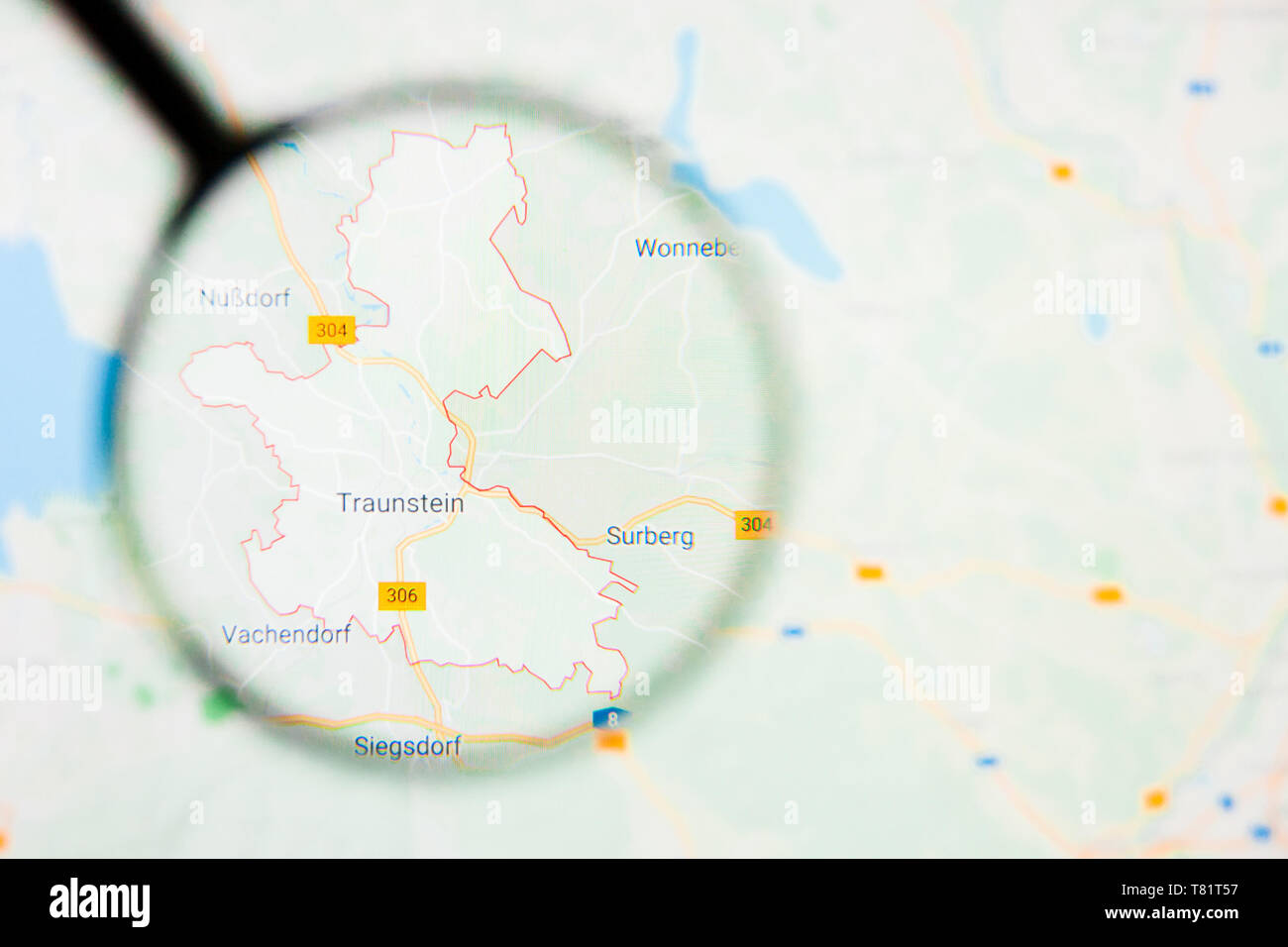 Traunstein city in Germany, Bavaria visualization illustrative concept ...