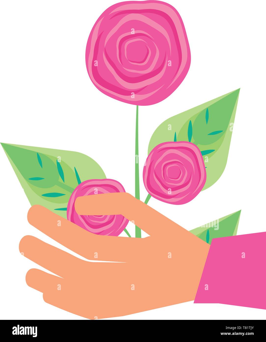 hand with natural flowers icon vector illustration design Stock Vector ...