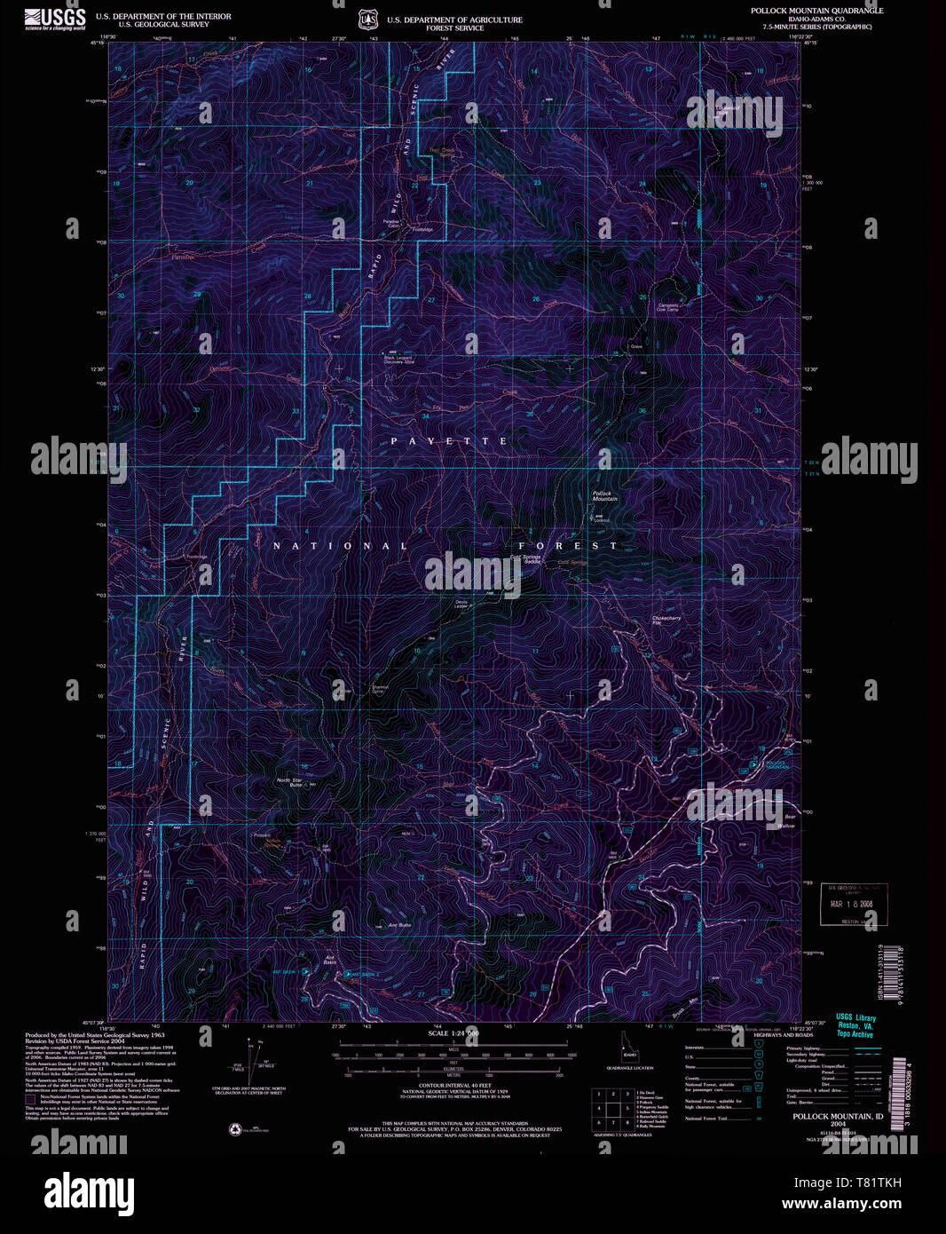 USGS TOPO Map Idaho ID Pollock Mountain 237700 2004 24000 Inverted ...