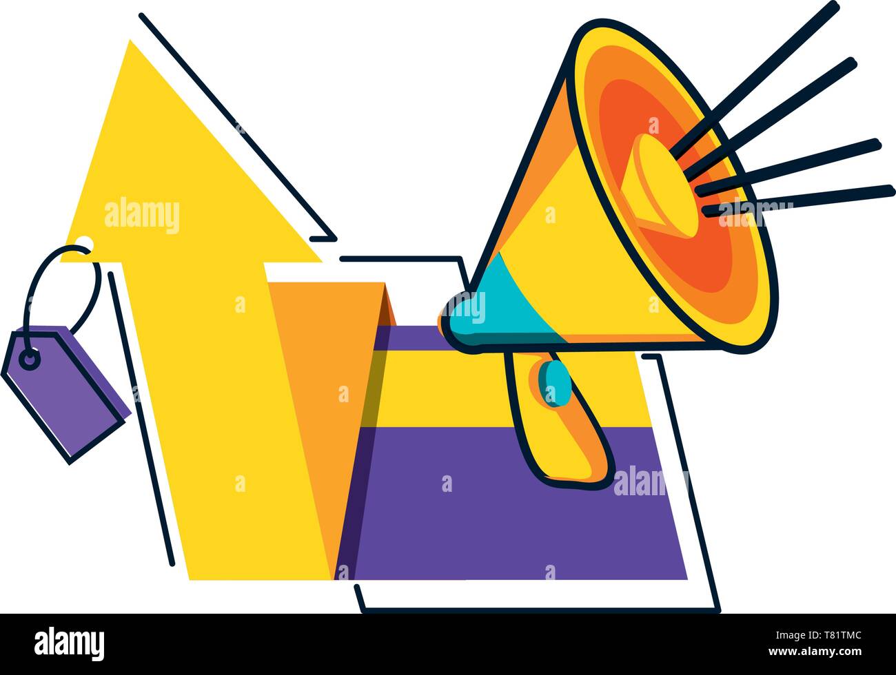 megaphone with credit card and arrow up vector illustration design ...