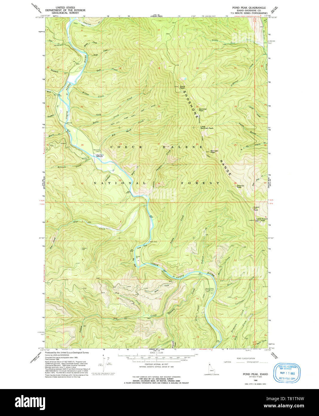USGS TOPO Map Idaho ID Pond Peak 237704 1966 24000 Restoration Stock ...