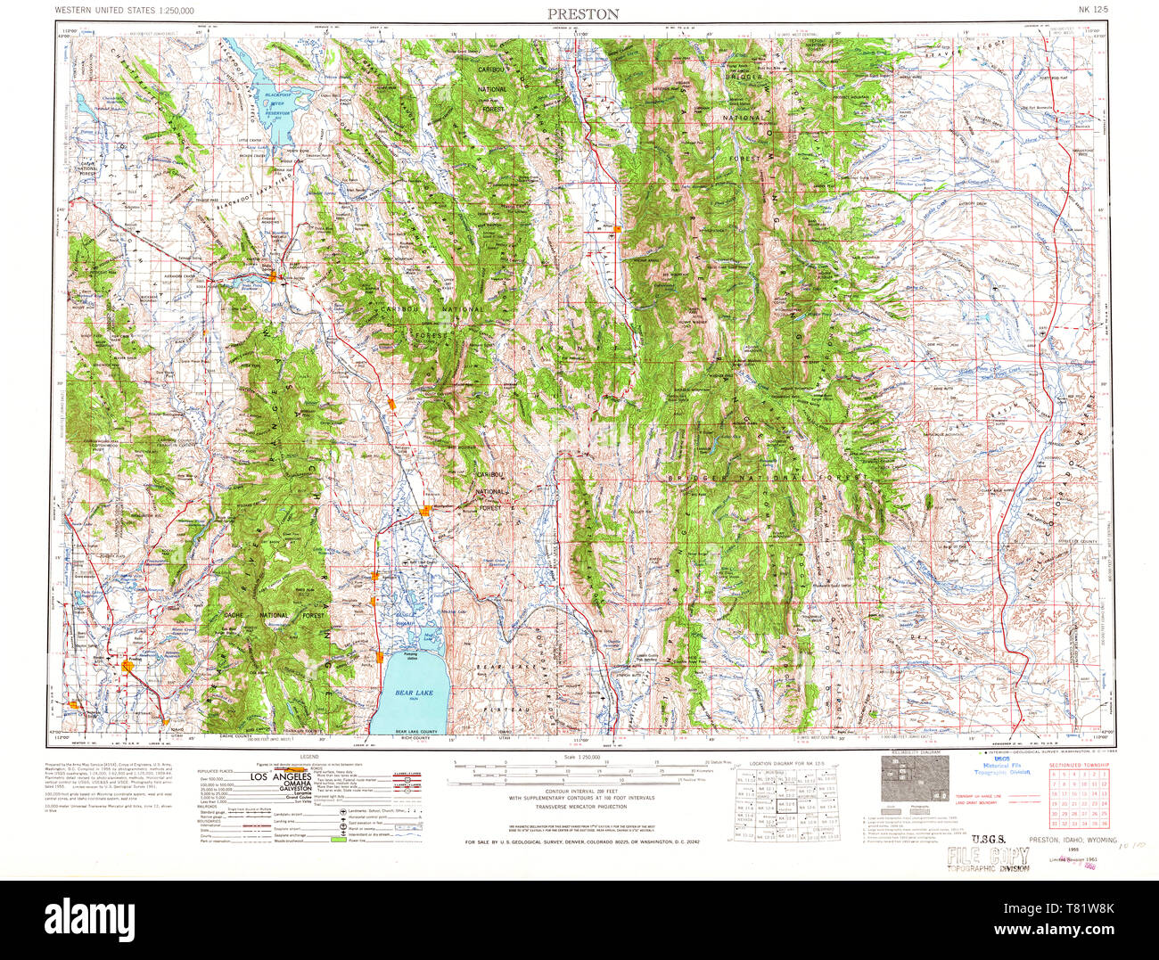 USGS TOPO Map Idaho ID Preston 239669 1955 250000 Restoration Stock ...