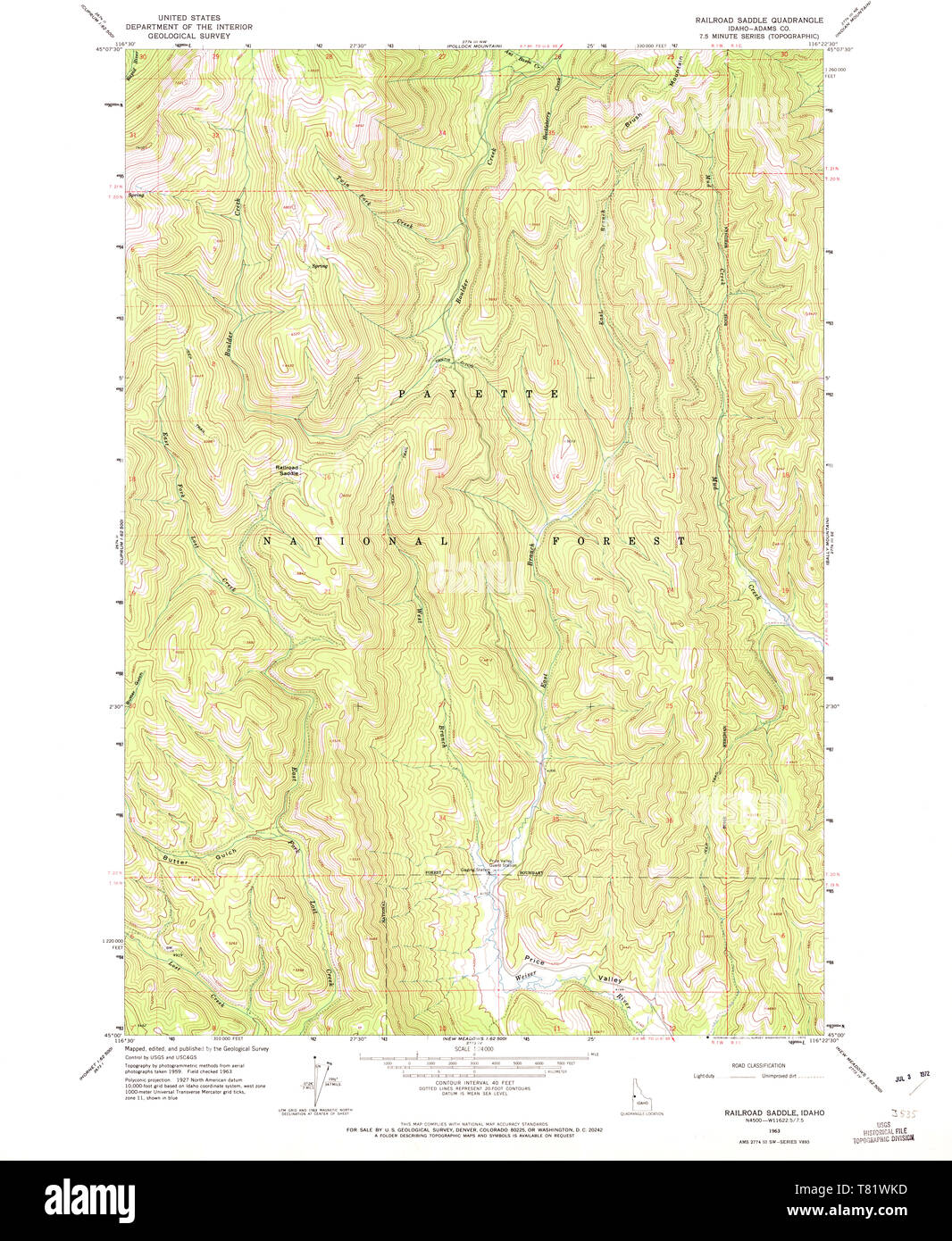 USGS TOPO Map Idaho ID Railroad Saddle 237799 1963 24000 Restoration ...