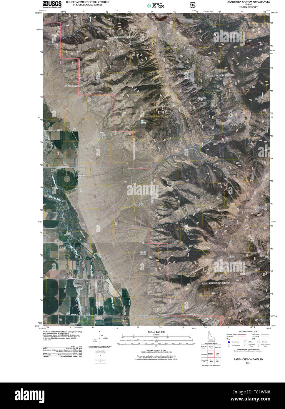 USGS TOPO Map Idaho ID Ramshorn Canyon 20110315 TM Restoration Stock ...