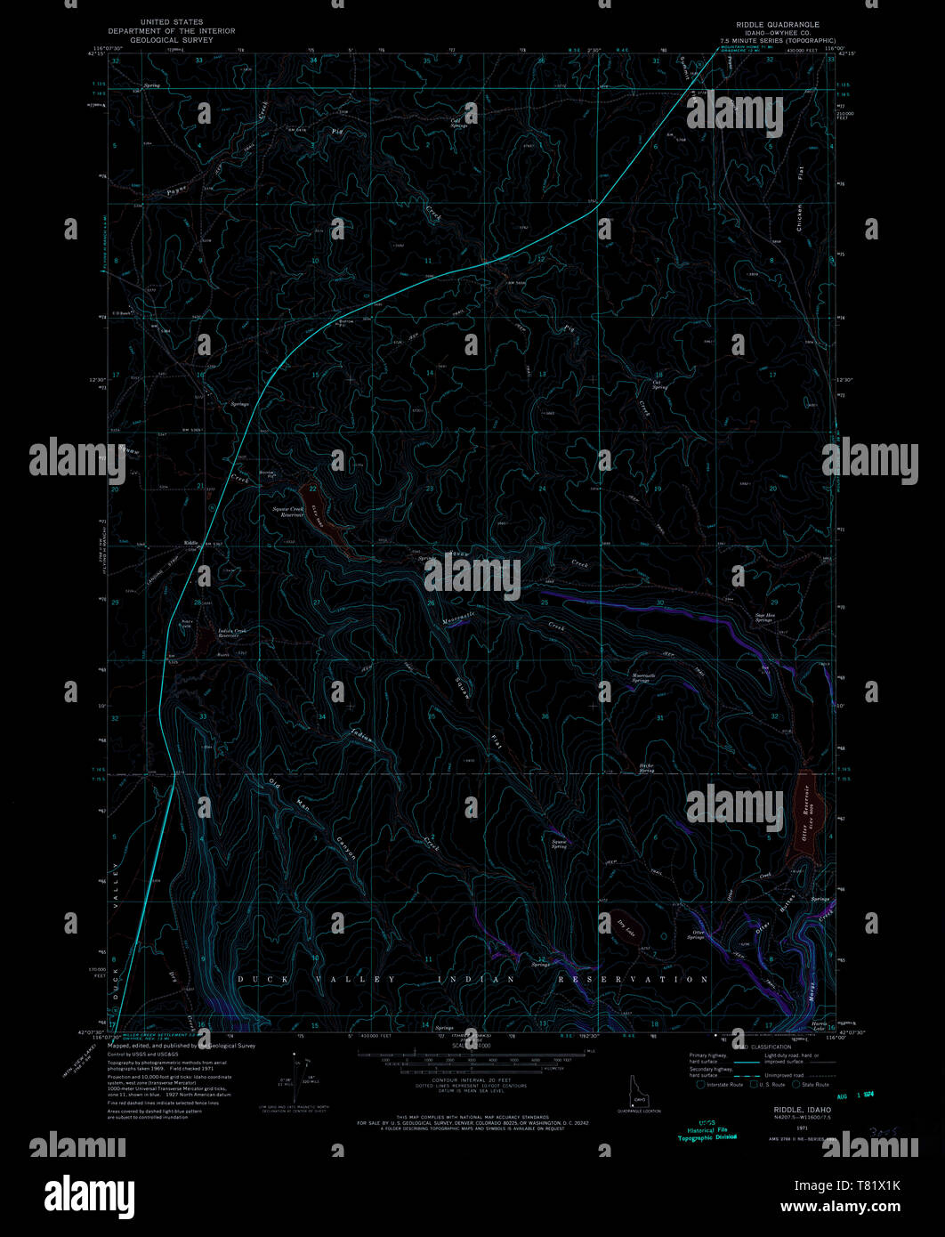 USGS TOPO Map Idaho ID Riddle 237859 1971 24000 Inverted Restoration ...