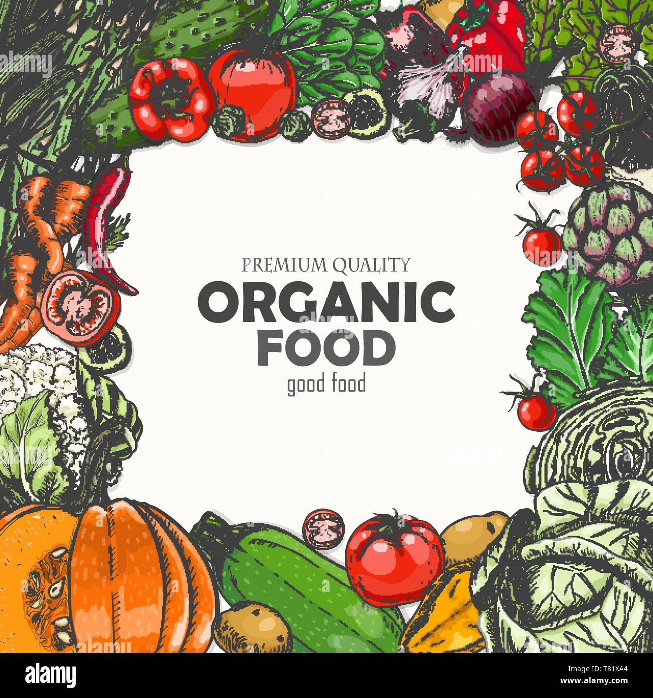 Background with colored vegetables. Vector illustration for your design ...