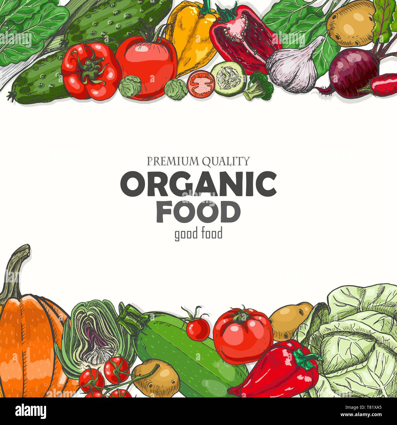 Background with colored vegetables. Vector illustration for your design ...